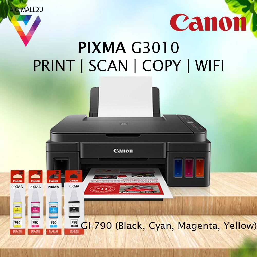 CANON Pixma G3010 Ink Tank Printer Color A4 Wifi Print Scan Copy